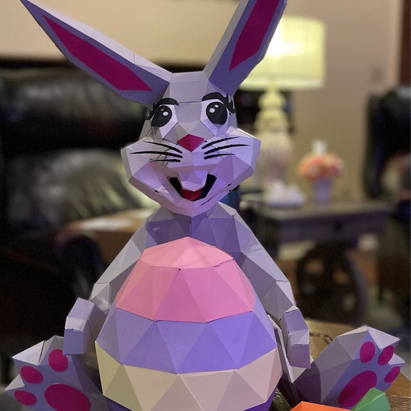 Low Poly Rabbit Papercraft PDF, SVG Template Creating Rabbit Holding ...