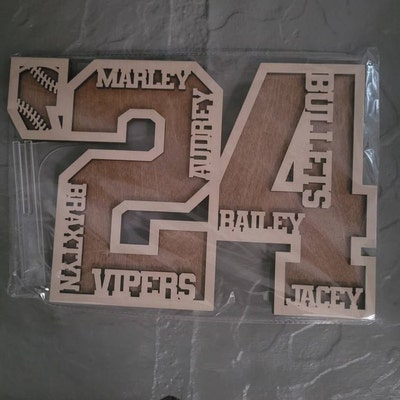 Custom Senior Athlete Number, Sports Number Wood Cutout, Custom Sports ...