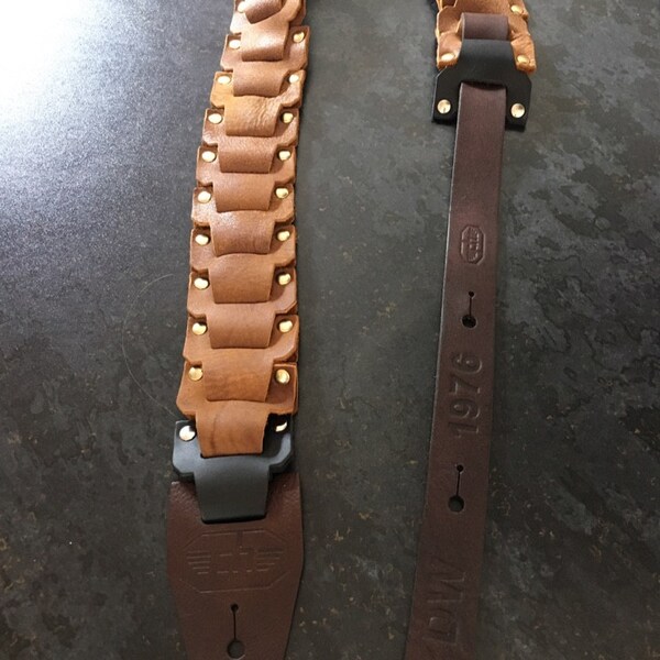 Leather Guitar Strap Skull Link Black / Red / White. 13 Thick 2.5mm ...