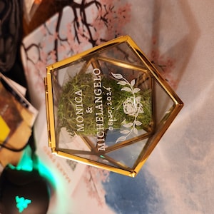 Geometric Glass Ring Box With Moss Rose Gold or Gold Personalized Ring ...