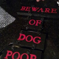 Beware of Dog Poop Sign, Pet Decor, Dog Sign, Grey and White, Yard Art ...