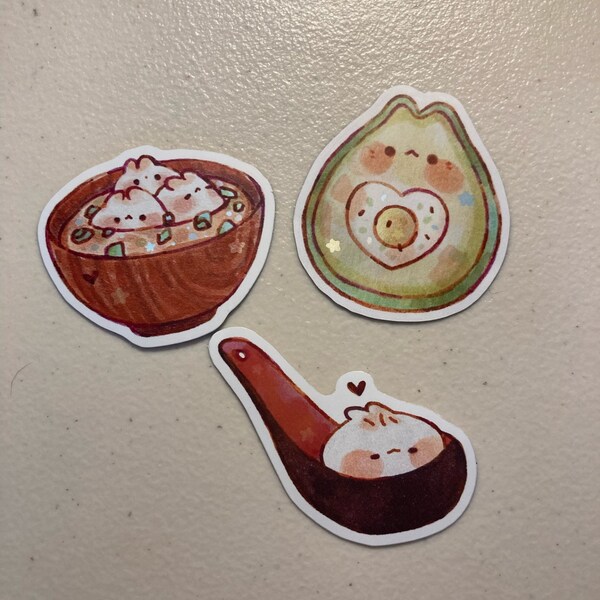Cute Animal Foodies 3 Stickers/ Matte/ Holographic/ Die Cut Stickers ...