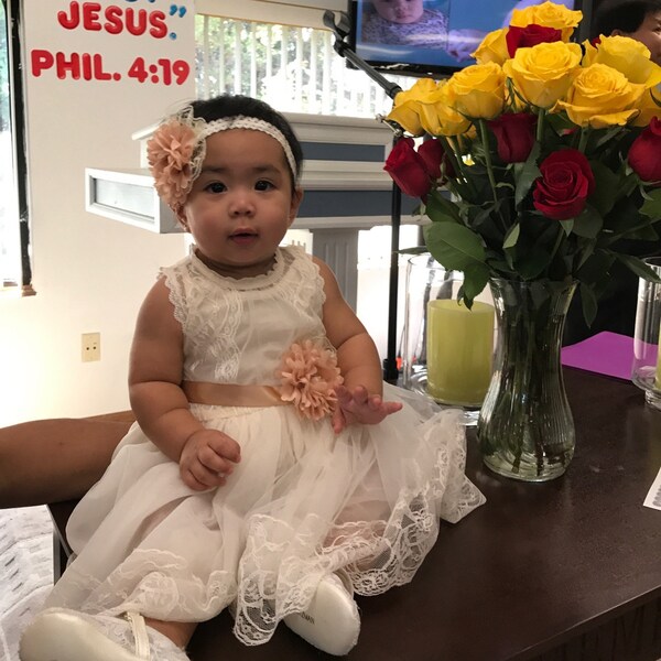 White Baby Dress, Girl Baptism Dress, Baptism Cake Topper, Taufkleid ...