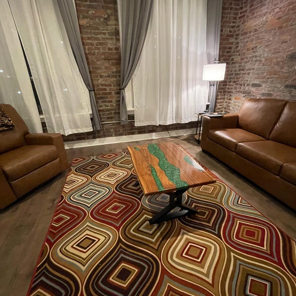 Luxury Copper Epoxy Wooden Table, Live Edge Table , Epoxy Ocean River ...