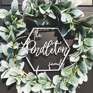 Personalized Wreath Sign Custom Family Name Sign Laser Cut | Etsy