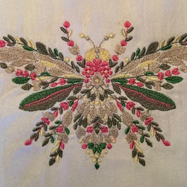 Floral Bee Machine Embroidery Design: Nature Insect Pattern, Bee Embroidery Pattern PES DST ...
