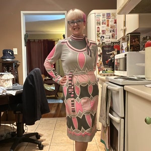 Vintage Gibi Roma Slinky Black Floral Pleated Mid Length Dress | Etsy