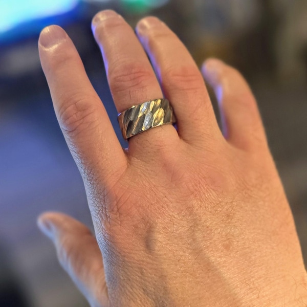Stainless Steel Drop Ring, Unique Molten Ring, Solid Unisex Ring ...