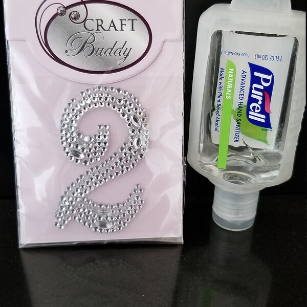 Craftbuddyus 2pcs Number "2" Self Adhesive Stick on Clear Rhinestone ...