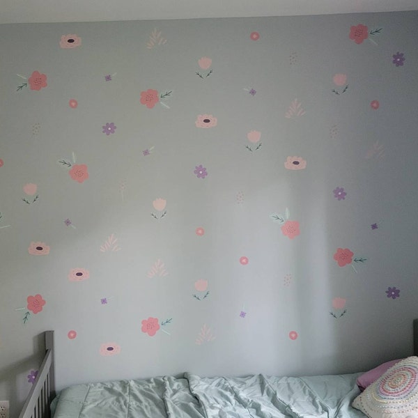 Simple Flowers Removable Wall Decals / Removable Floral Wall Decal ...