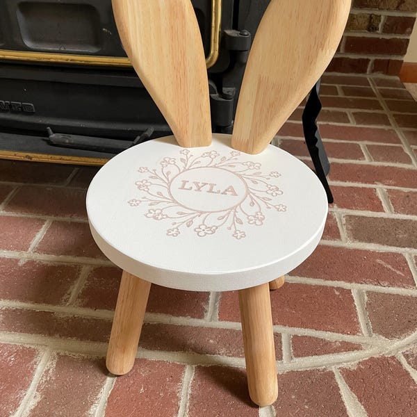 Bunny Ear Kids Wood Stool - Etsy