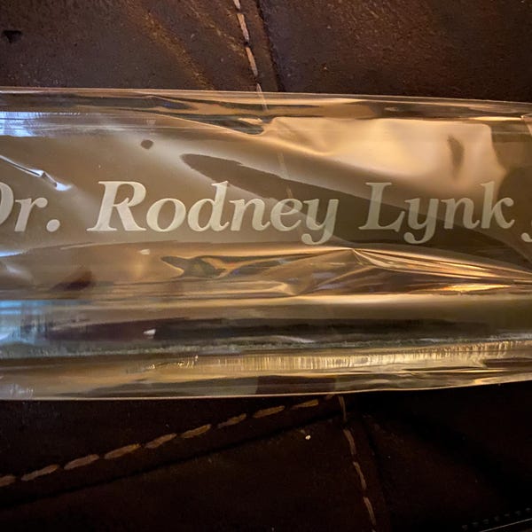 Lasercrafting Office Desk Name Plate Personalized Crystal Clear Glass ...