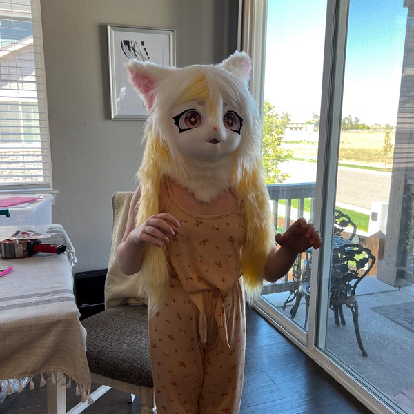 Cute Fursuit Head Base Smiling Face kigurumi Mask Basefurry Fursuit 3D ...