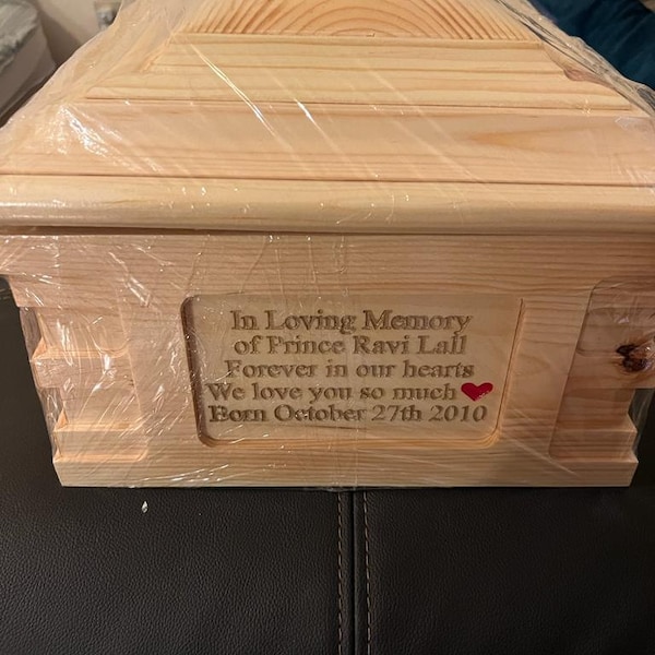 12 X 24 Pet Casket & Memory Chest Custom Pet Funeral Box, Pet Coffin ...
