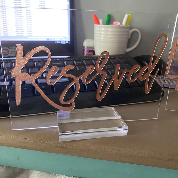 Reserved Table Sign, Acrylic Wedding Signs, Minimalist Wedding Table ...