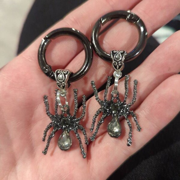 Spider Boot Charms, Set of 2. Black and Silver Spooky Sparkle Spider ...