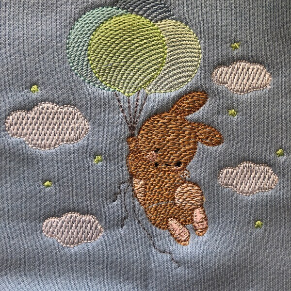 Cute Bunny Balloon Embroidery Design, Animals Embroidery Design Machine ...