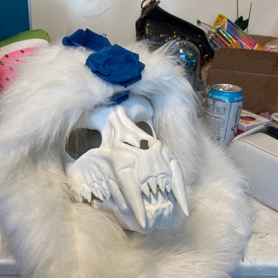 Cosplay Horned Skull Mask Skulldog Mask Fursuit Furry Canine Animal ...