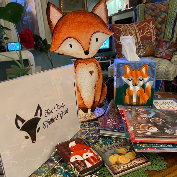 Fox Long Stitch Tissue Box Cover - Etsy