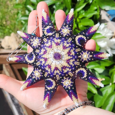 Christmas Star Beading Tutorial Peyote 2 Drop Star Pattern for Beading ...