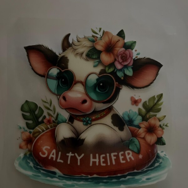 UV DTF Sticker Print. Floating Salty Baby Heifer Decal, Tumbler Decal ...