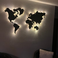 LED WORLD MAP / Wood World Map / Modern Home Decor / Led Wall Art / Led ...