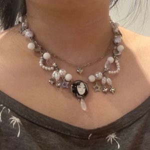 AURORA// Handmade Beaded Kawaii Fairycore Cute Bow Necklace Angelcore ...