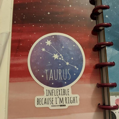 Taurus Star Sign Zodiac Sticker, Bumper Sticker, Car Sticker, Vinyl ...