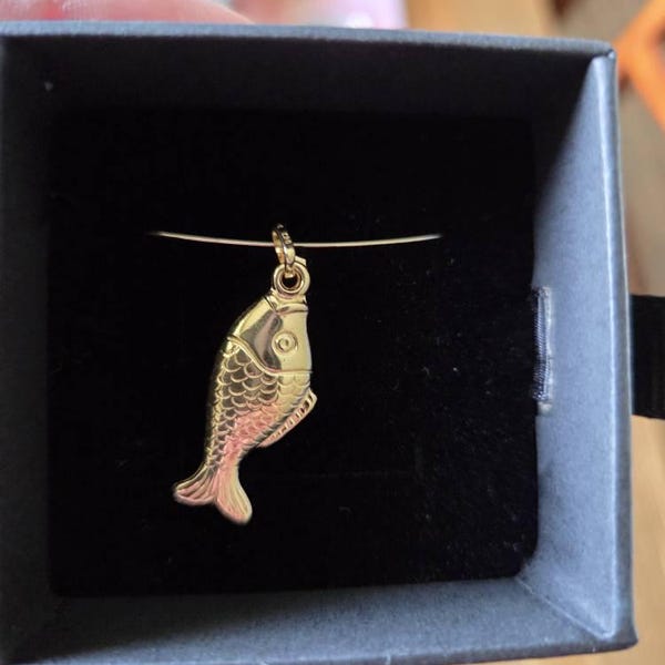 14K Solid Gold Fish Necklace, 14K Gold Fish Pendant, Fish Necklace ...