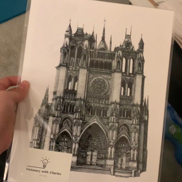 Art Print I Amiens Cathedral - Ink Drawing by Charles Doan - Etsy