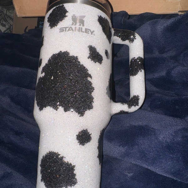 Cow Print Stanley, Cowprint, Custom Tumbler, Glitter Tumbler, Cowhide ...