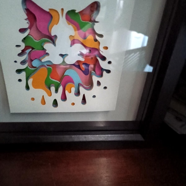 3d Cat, Shadow Box Templates / SVG for Cardstock / 3D Cat Shadow Box ...