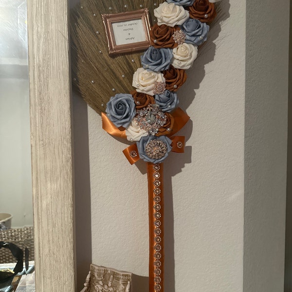 Personalized Wedding Broom large Burnt Orange/navy Blue for Jump the ...