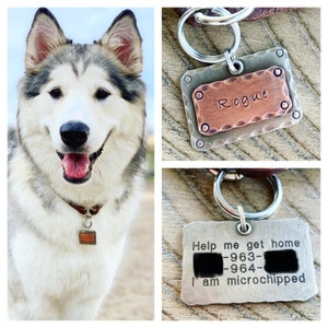 Large Dog Tag Personalized Pet ID Tag With Hand Stamped and | Etsy