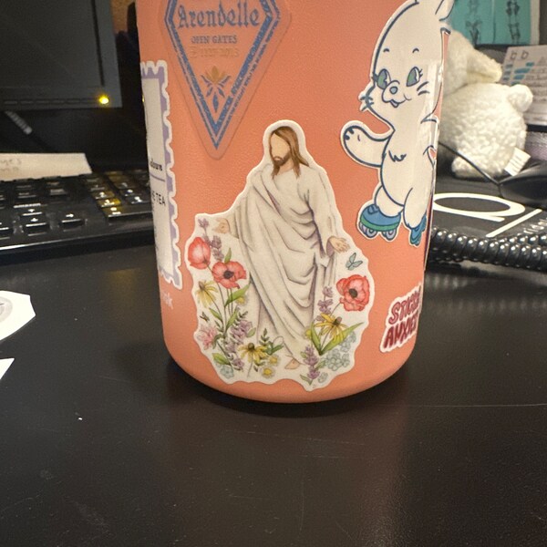 Jesus Christ Sticker, Vinyl Jesus Sticker, Jesus in Flowers, Easter ...