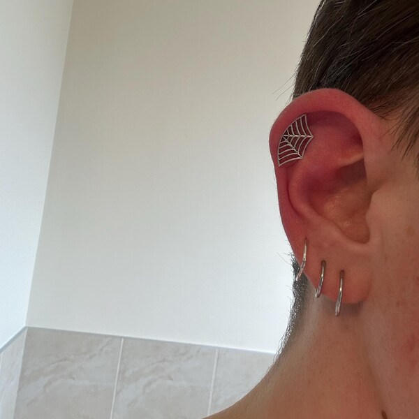 Spider Web Earring Gothic Jewelry Cartilage Helix Piercing 20G 18G ...