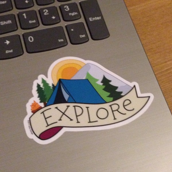 Explore Vinyl Sticker / Camping Sticker / Illustrated Bumper Sticker ...