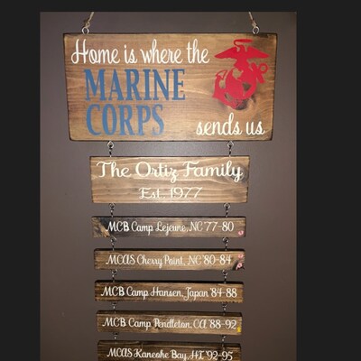 USMC Home is Where the Marine Corps Sends Us Military Duty Station Sign ...