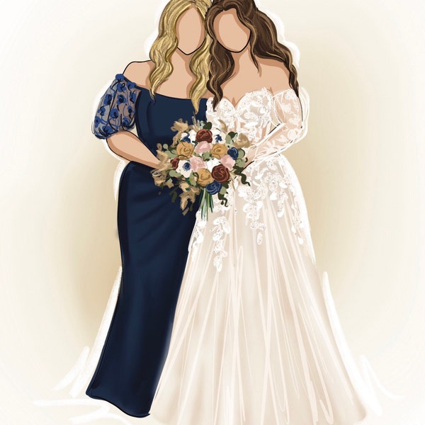 Mother of the Bride Illustration/ Mother of the Groom Illustration With ...