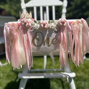 Blush 1st Birthday High Chair Banner, ONE Banner, Baby Girl Banner ...