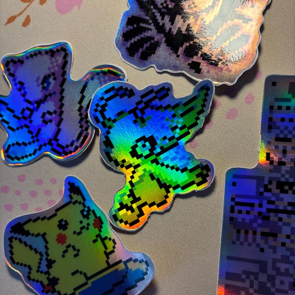Holographic Pixel Gengar Sticker | Gen 2 Retro Pokemon Vinyl Decal ...