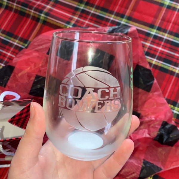 Basketball Coach Wine Glass / Free Personalization / Sports Stemless ...