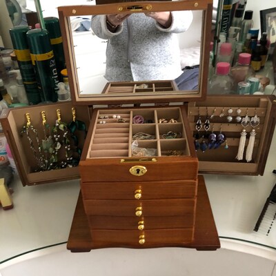 Engrave 4/5 Layer Wooden Jewelry Box,large Locking Jewelry Organizer ...