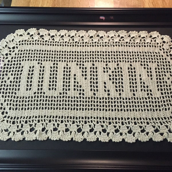 Custom Filet Crochet Name Doily - Etsy