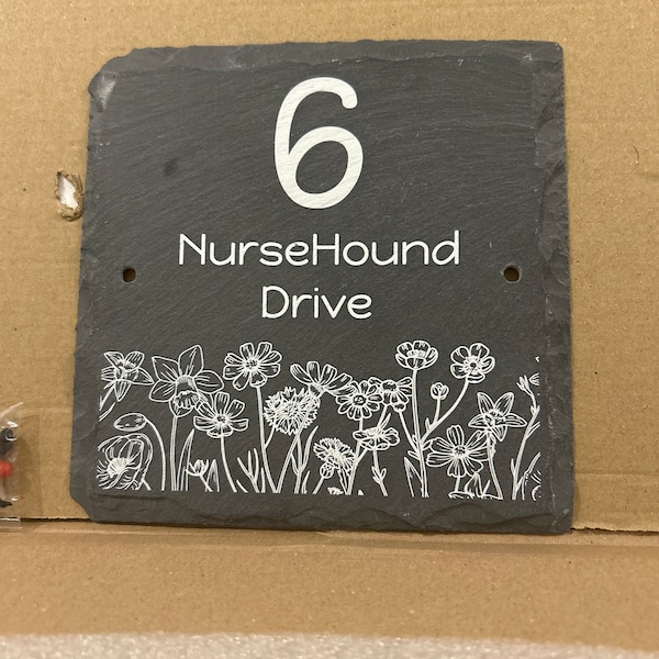 Rustic Slate Door Number, Slate Gate Sign Plaque, Stone Home Number ...