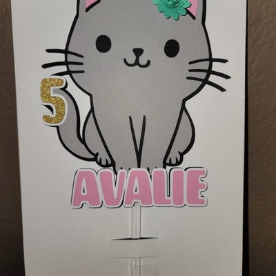Cat Cake Topper, Kitty Cat Cake Topper, Cat Birthday Decorations, Cat ...