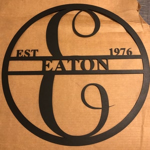 Last Name Sign EST Initial Sign, Personalized Family Name Metal, Metal ...