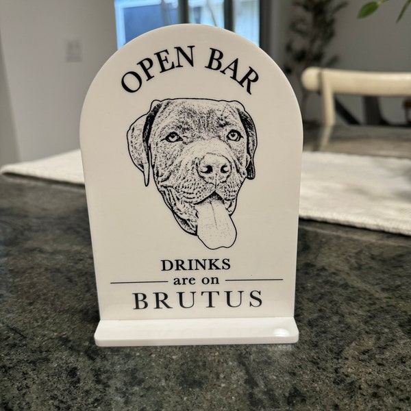 Minimalist Open Bar Sign, Drinks Are on Me, Drinks Are on Us, Dog of ...