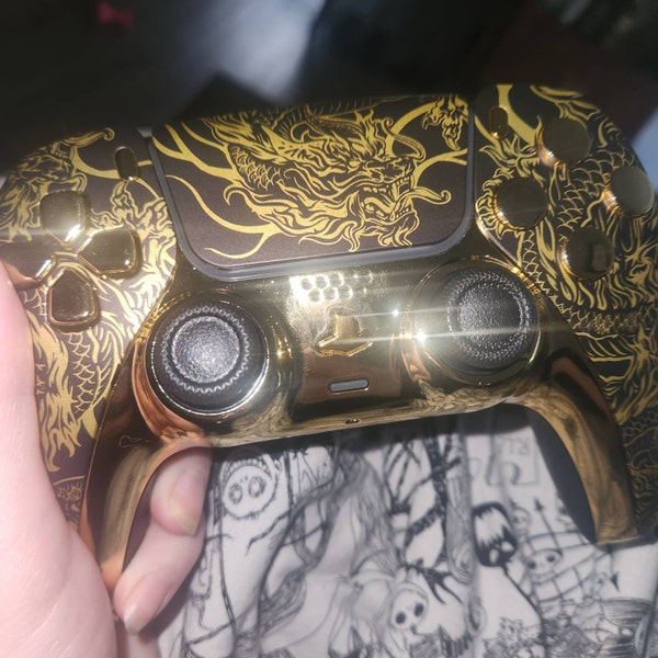 Golden Dragon PS5 Controller - Killscreen Chrome Gold & Black Custom ...