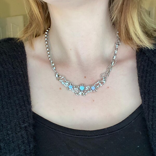 Y2K Black Diamond Handmade Star Chain Necklace,chain Necklace With ...